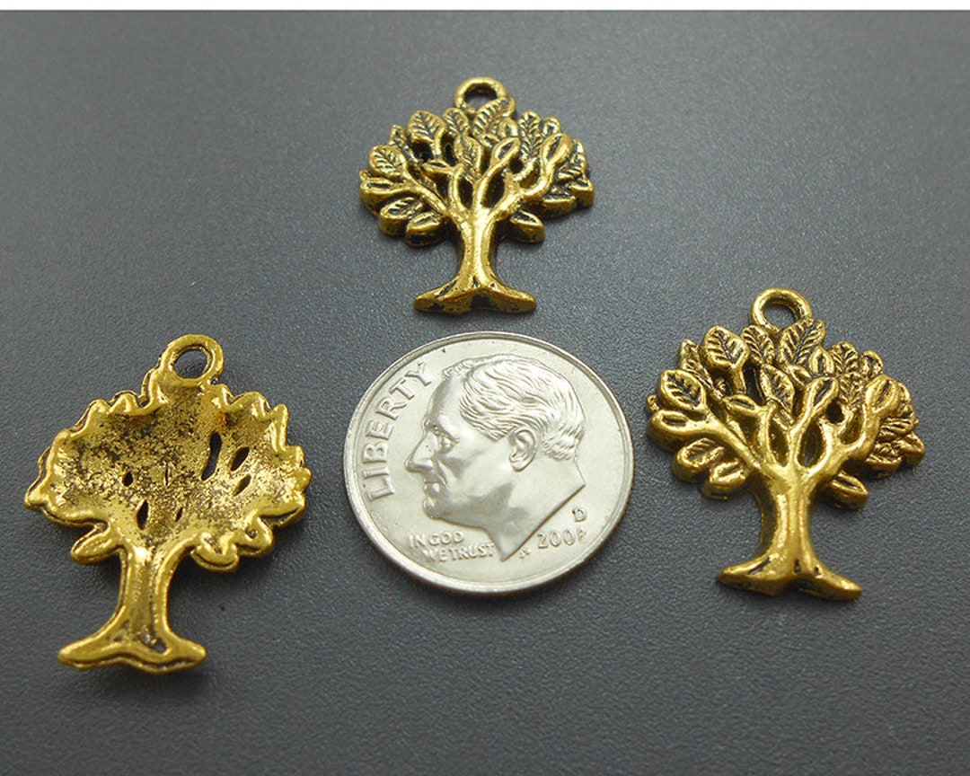 10pcs Gold Tree Charms Trees Goldtone Metal - Etsy