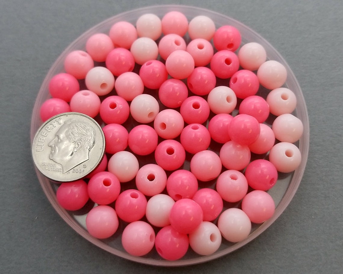 8MM Mixed Pink Beads Acrylic Set of 100 Beads - Etsy