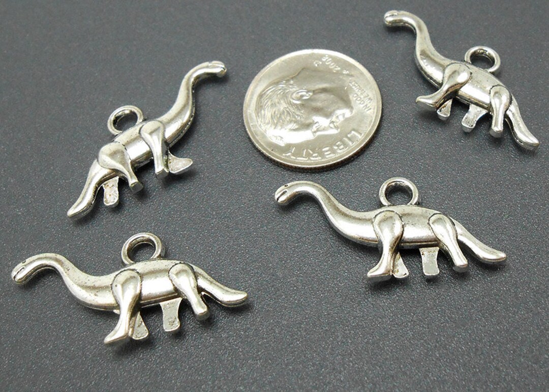 Silver Dinosaur Charms Silvertone Metal Brontosaurus Set of - Etsy