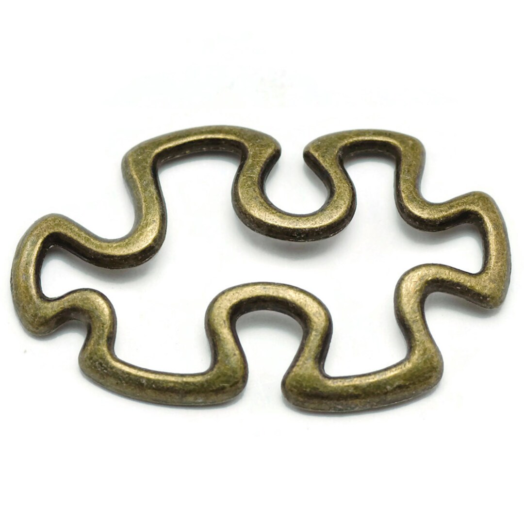6 Bronze Puzzle Piece Charms, Connectors Bronze Tone Metal s500-cnt - Etsy