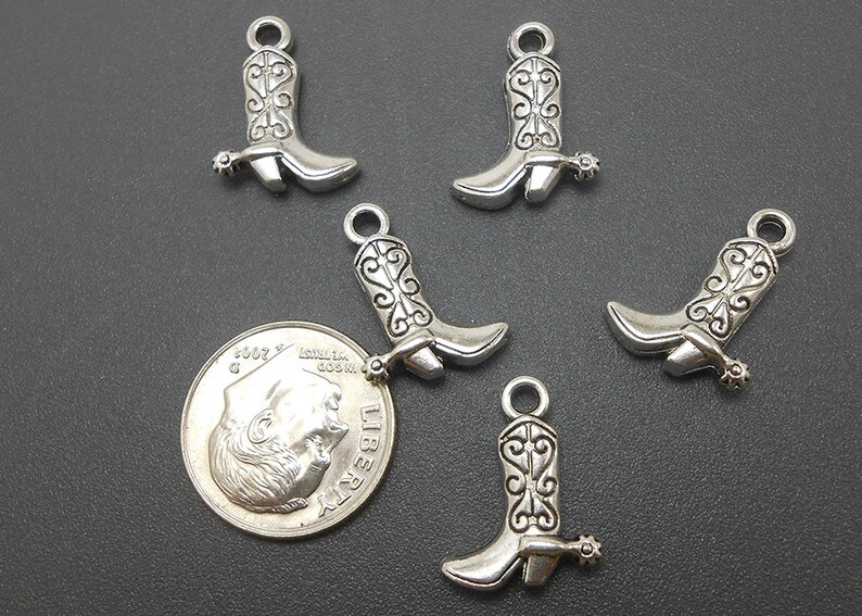10 Cowboy Boot Charms Silver Tone Metal Cowboy Boots - Etsy
