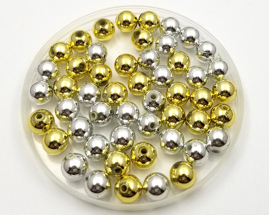 8MM Acrylic Beads Choice of Silver, Gold & Mixed Set of 80 Beads - Etsy
