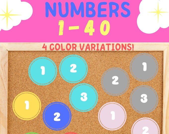 Printable Classroom Number Labels, Calendar Numbers, Bright Chevron ...