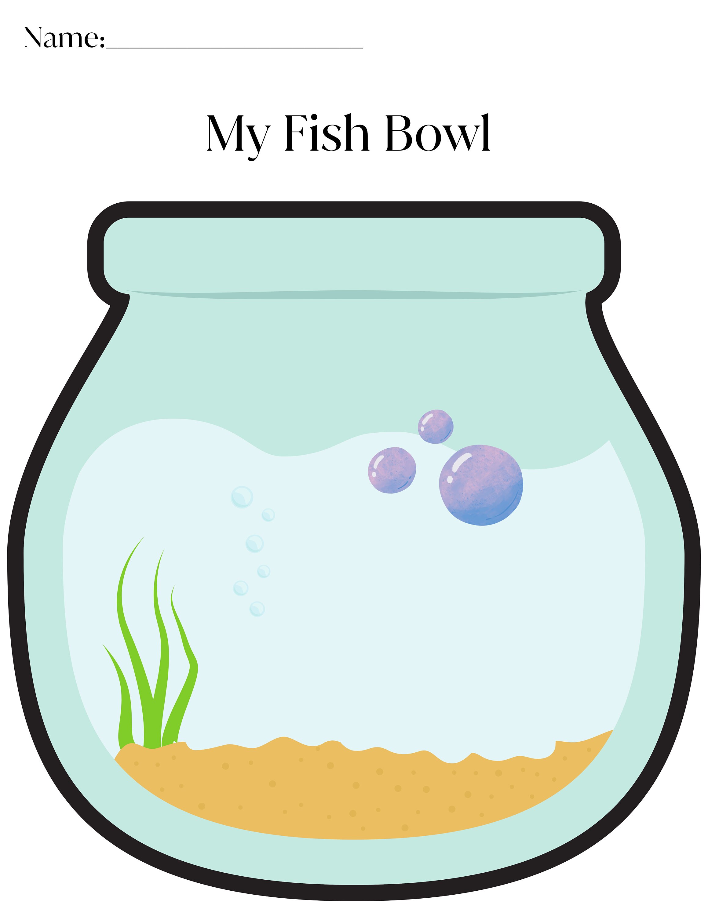 My Fish Bowl | Cut and Paste Activity | Coloring - Etsy