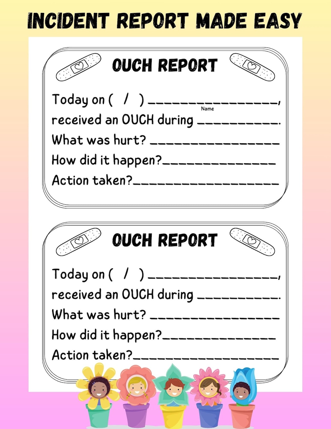 OUCH Report - Accident Report Cards for Parents and Guardians | Send ...