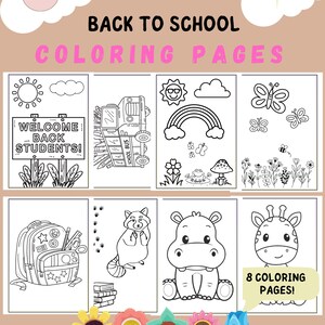 Back to School Coloring Pages (8) - Etsy