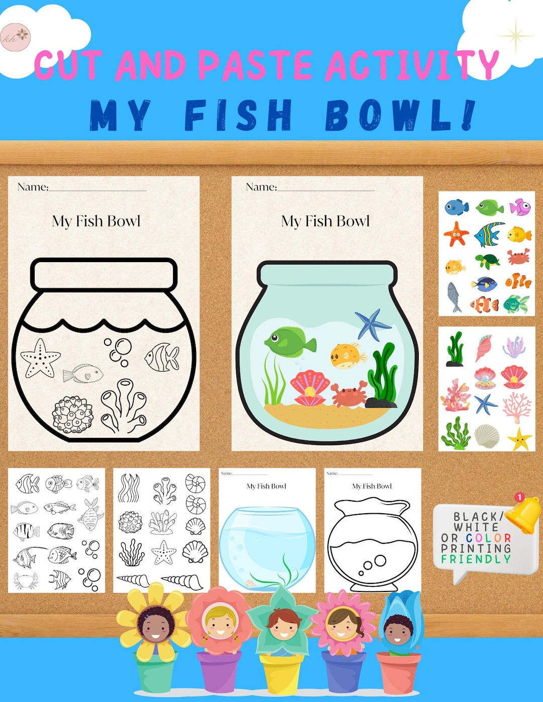 My Fish Bowl | Cut and Paste Activity | Coloring - Etsy