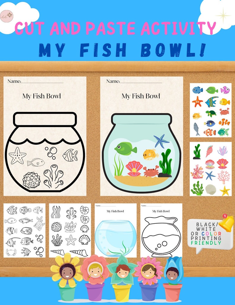 My Fish Bowl | Cut and Paste Activity | Coloring - Etsy