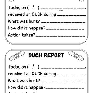 OUCH Report - Accident Report Cards for Parents and Guardians | Send ...