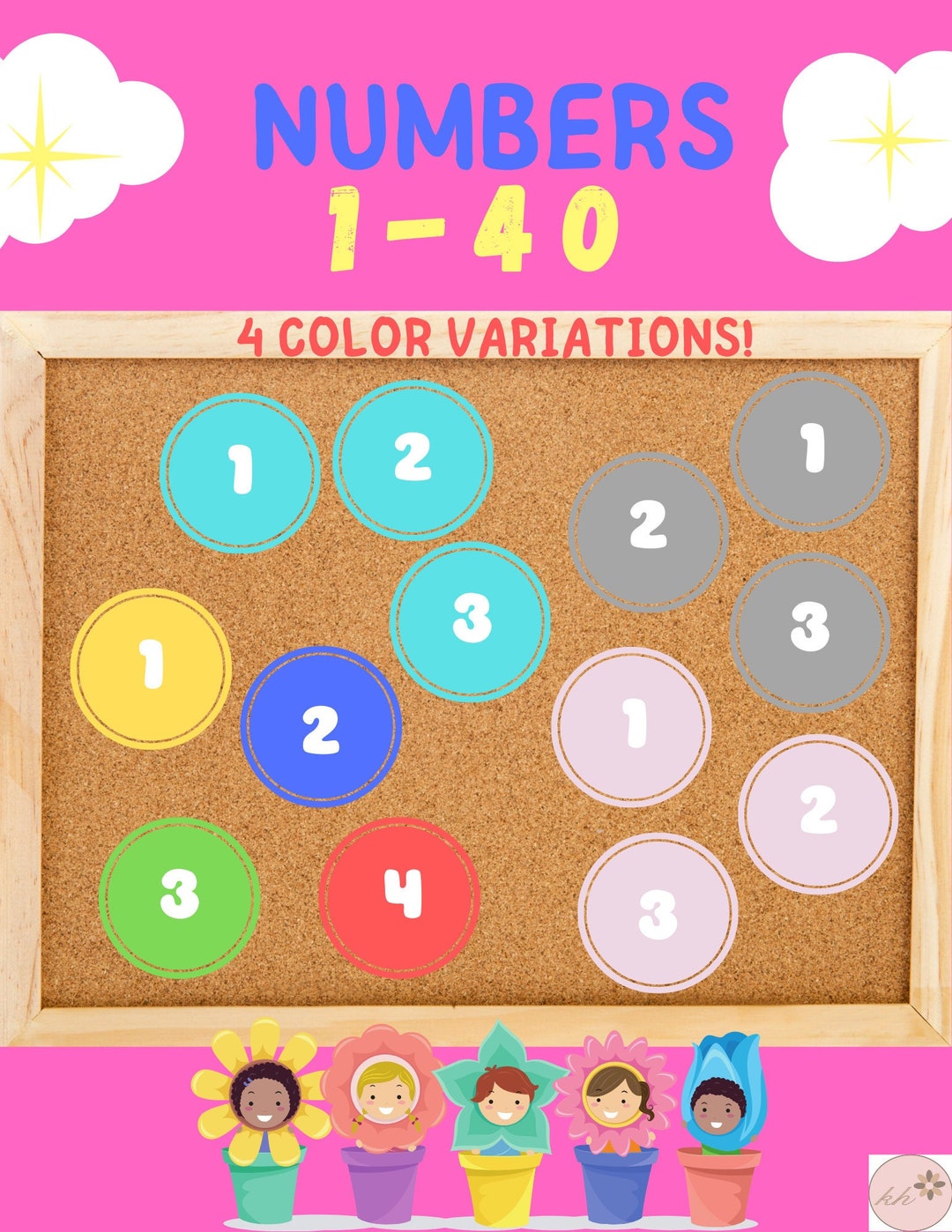 Round NUMBER LABELS for Classroom # 1 to 40 | 4 Color Variations - Etsy