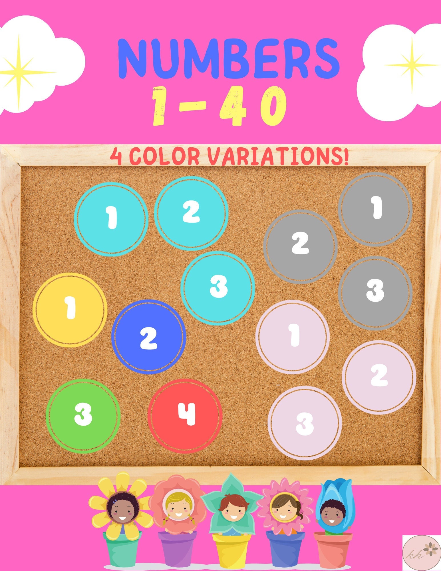 Round NUMBER LABELS for Classroom # 1 to 40 | 4 Color Variations - Etsy