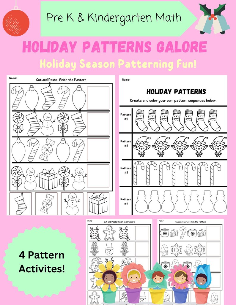 Holiday Patterns Galore: Engaging Prek and Kinder Worksheets for ...