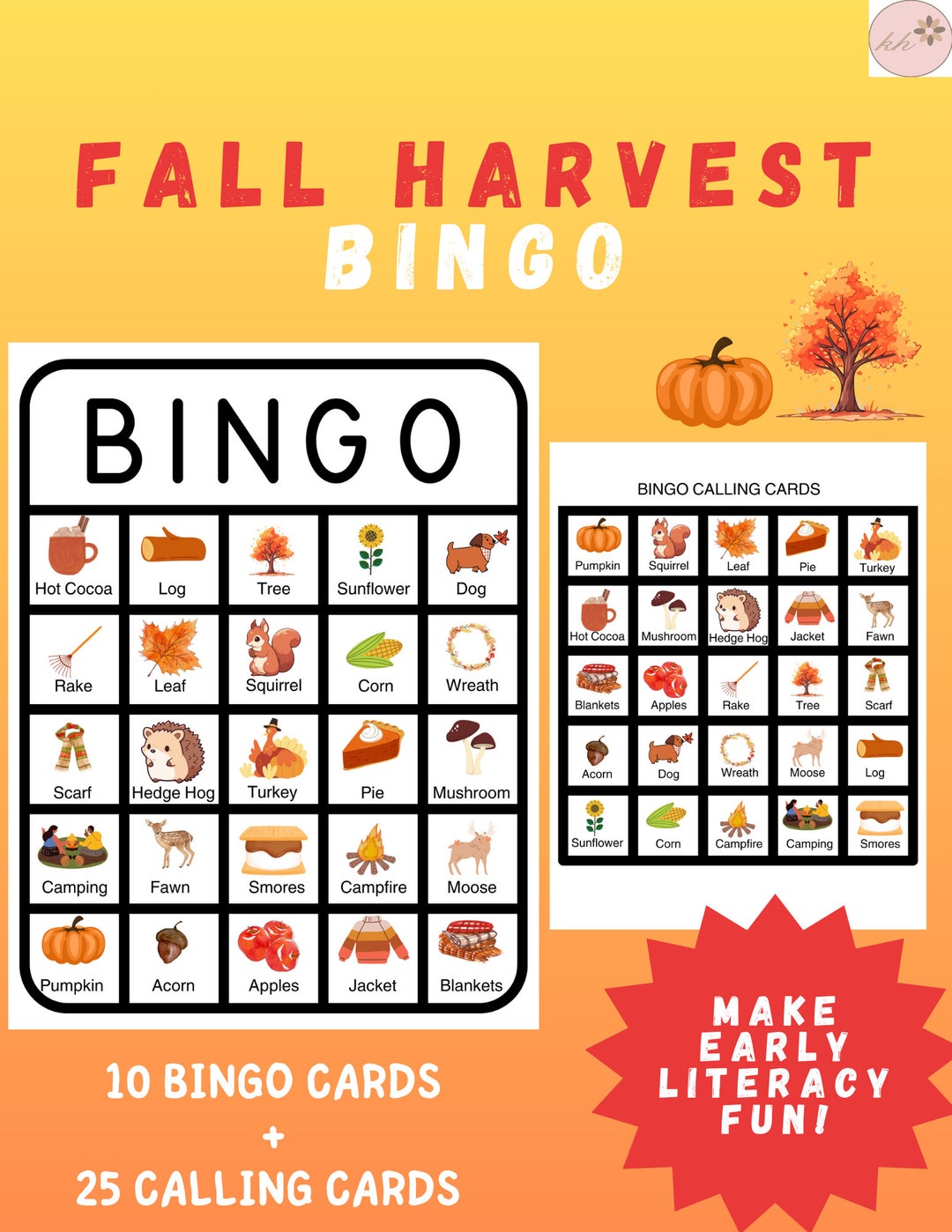 Fall Festival Kids BINGO | With Labels and Pictures! Make Early ...