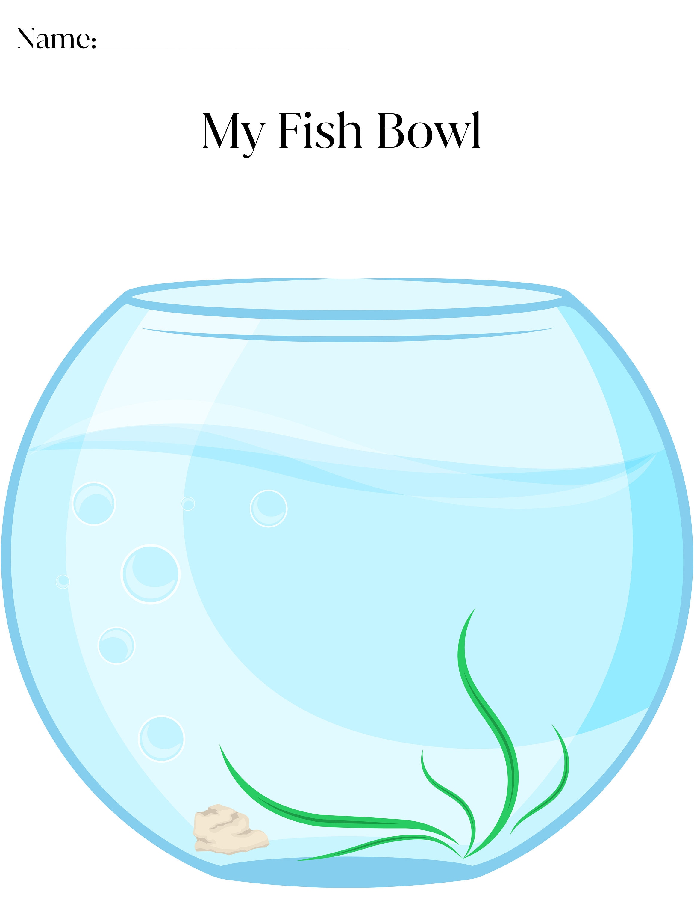 My Fish Bowl | Cut and Paste Activity | Coloring - Etsy