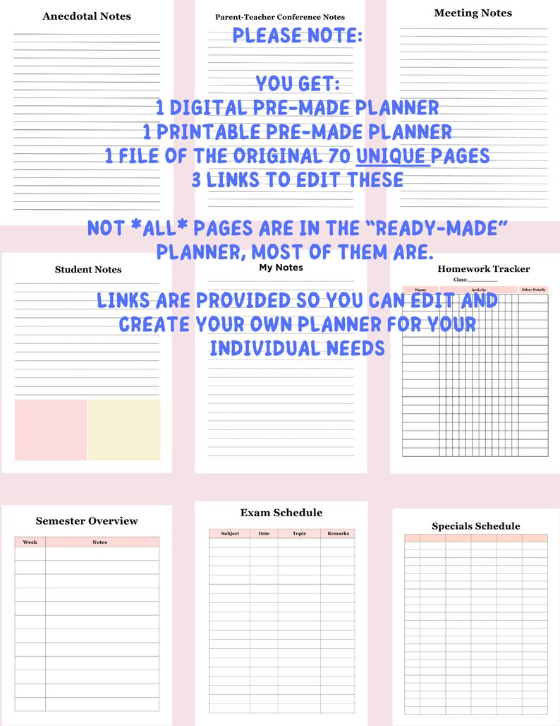 Editable Teacher's Digital & Printable Planner 240 Pages of ...