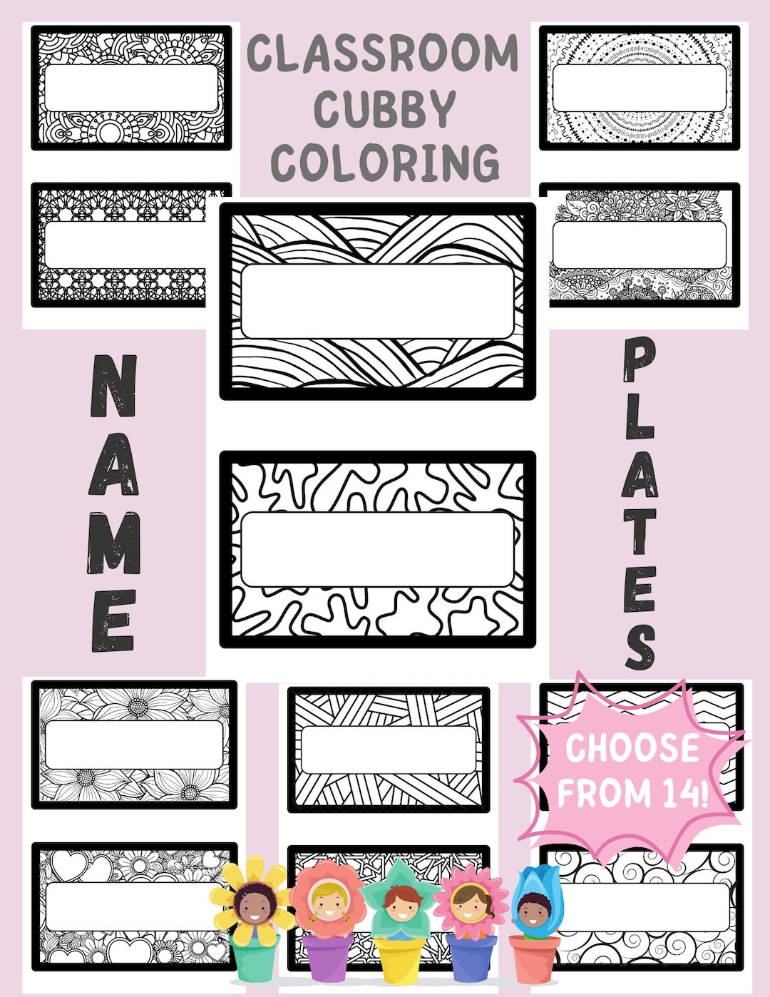Color-your-own Name Plates | Classroom and Cubby Labels - Etsy