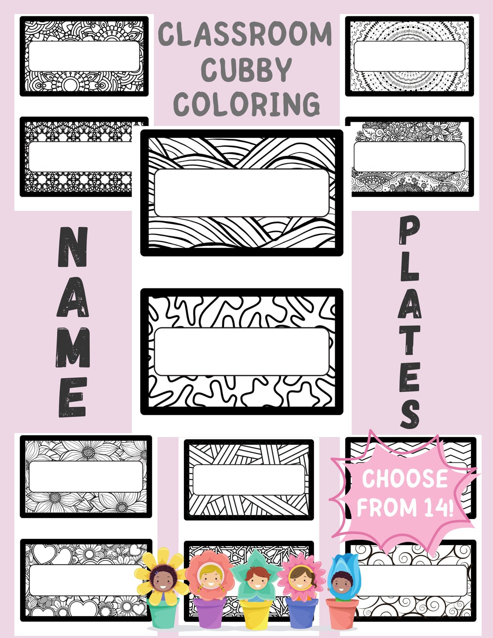 Color-your-own Name Plates | Classroom and Cubby Labels - Etsy