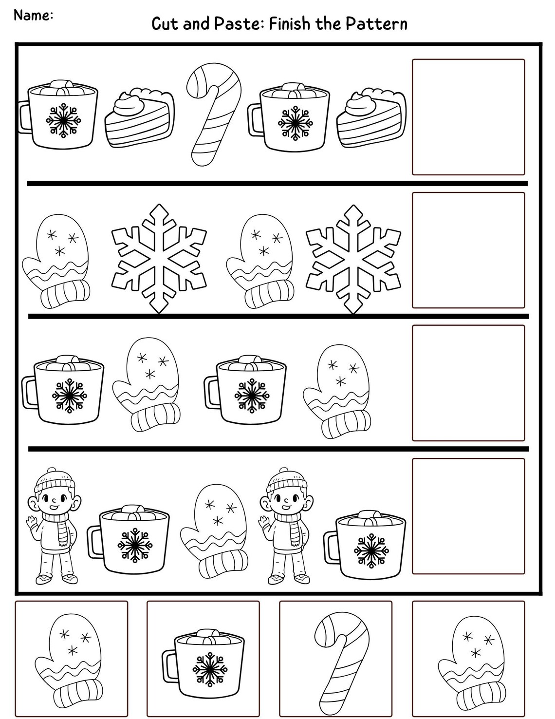 FUN Holiday Math Workbook for Kids | Cut & Paste, Counting, Patterns ...