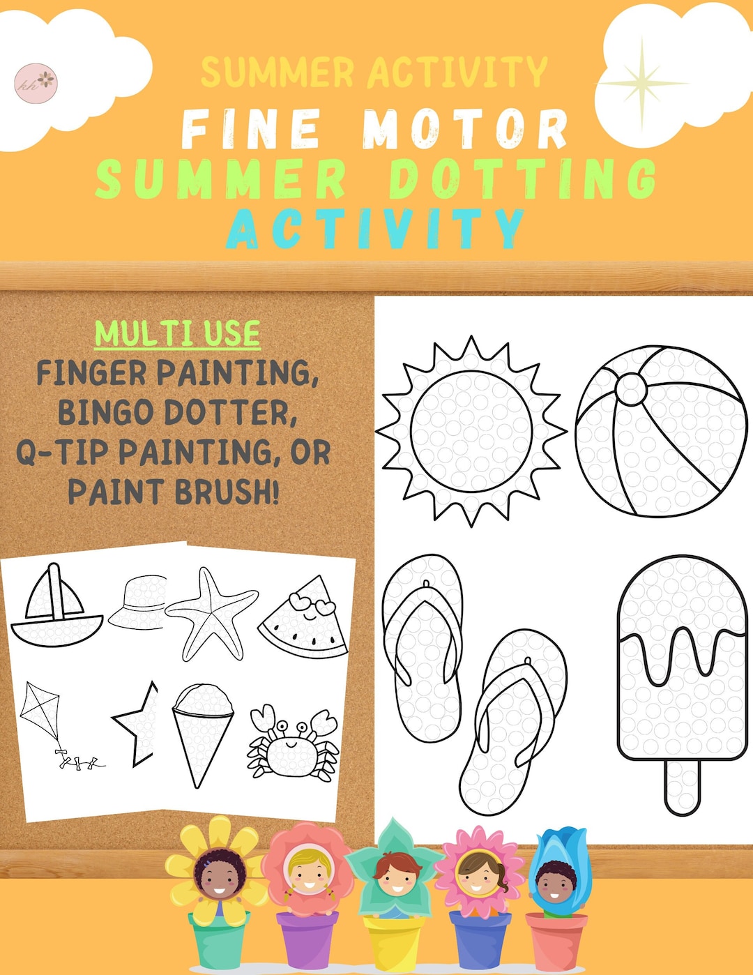 Fine Motor Summer Dotting Craft | Multi Use Activity | FUN N' EASY - Etsy