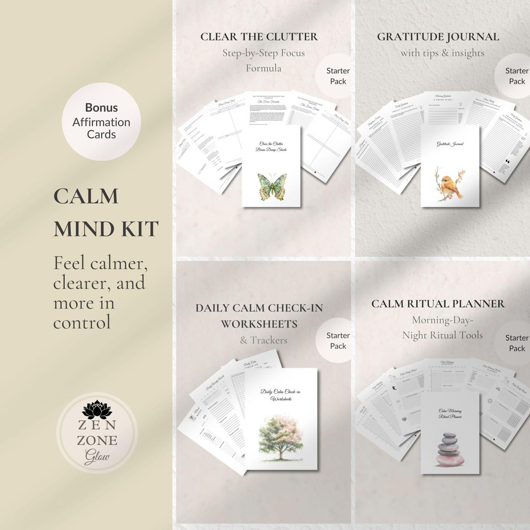 Calm Mind Starter Kit | Printable Journal Bundle for Anxiety & ADHD ...