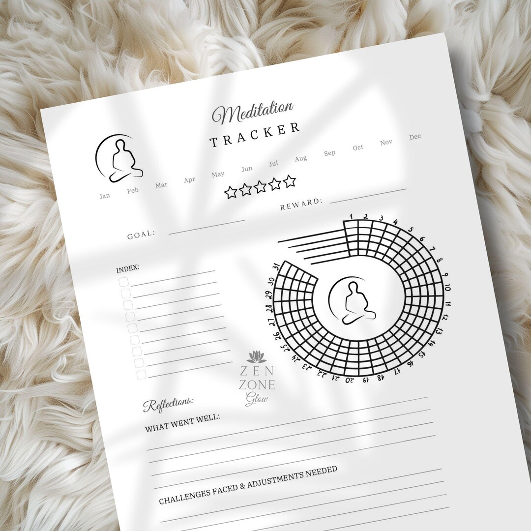 31-day Meditation Tracker Printable – Mindfulness Habit Chart (A4 A5 ...