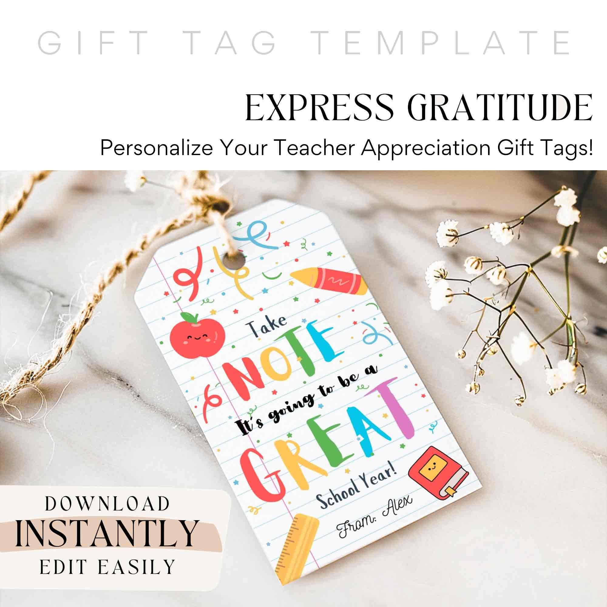 Back to School Gift Tag, Great School Year Tag Template, Printable ...