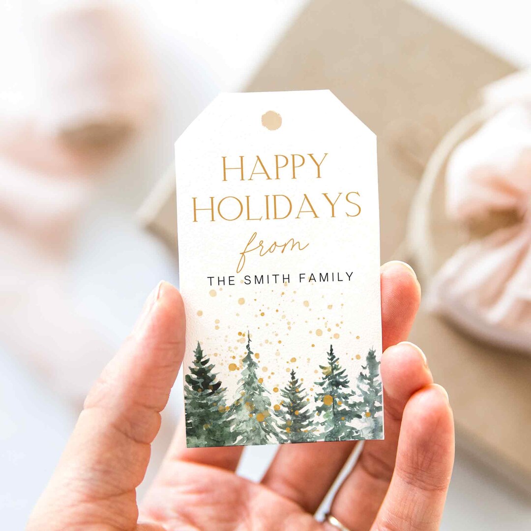 Printable Christmas Gift Tags, Editable Holiday Favor Tags, Watercolor ...
