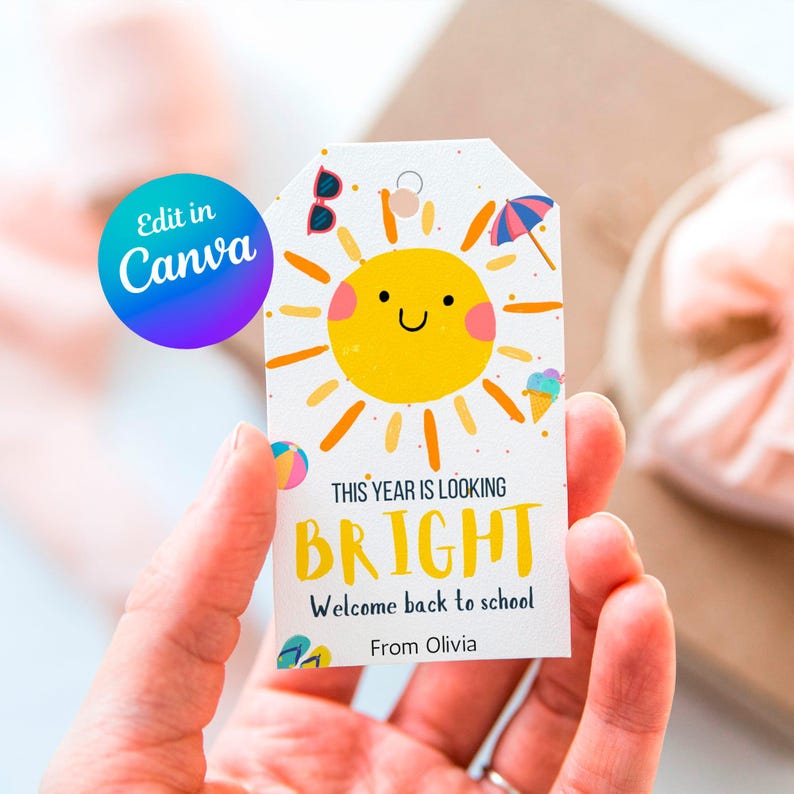 Back to School Sun Tag, Here's to a Bright School Year Tag, First Day ...