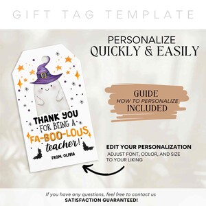 Halloween Teacher Tag, Faboolous Teacher,halloween Favor Tags, Class ...