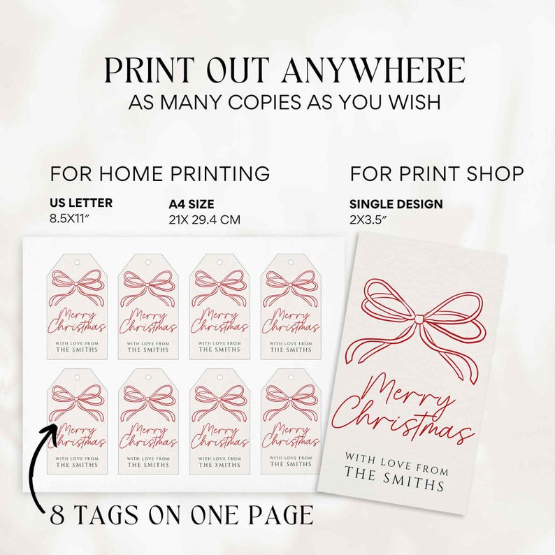 Editable Christmas Gift Tags, Digital Merry Christmas Favor Tags ...