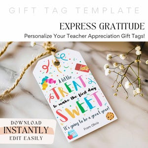 Back to School Gift Tag Template, Printable Gift Tags, Editable A ...