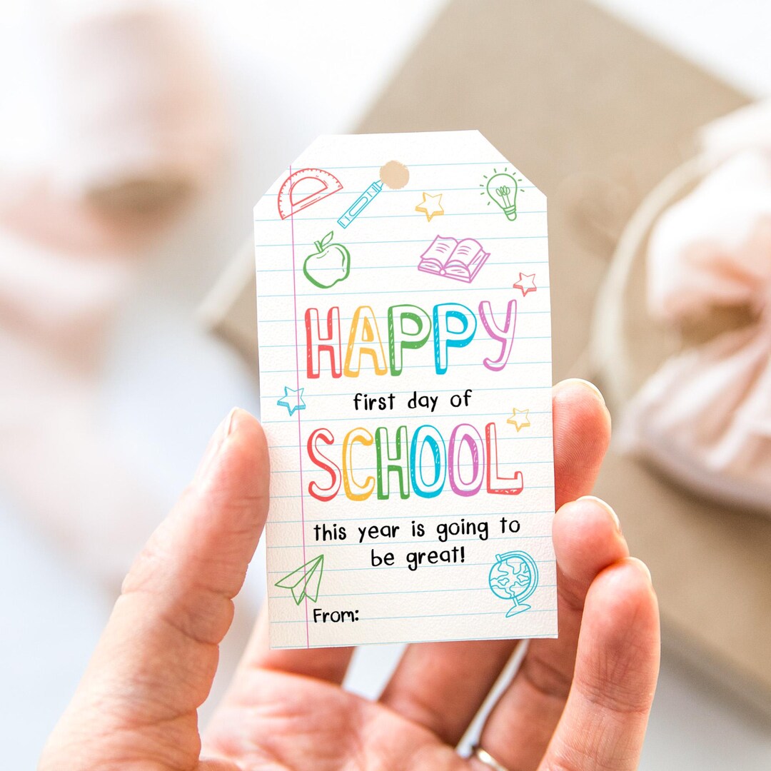 Printable Back to School Favor Tag, Happy First Day of School, Notepad ...