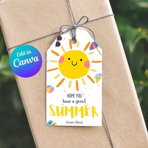 Have a Great Summer Gift Tag, Summer Sun Gift Tag, Sunshine Thank You ...