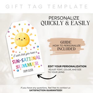Have a Great Summer Gift Tag, Summer Sun Gift Tag, Sunshine Thank You ...