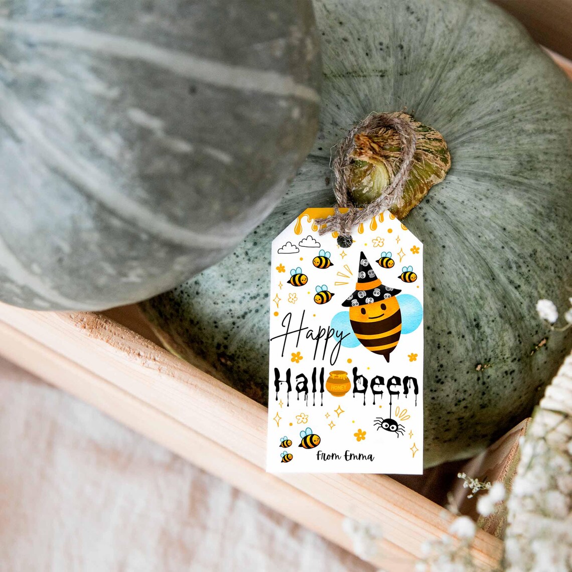 Happy Hallobeen Gift Tags, Hallo-been Halloween Bees Tags, Beehive Tag ...
