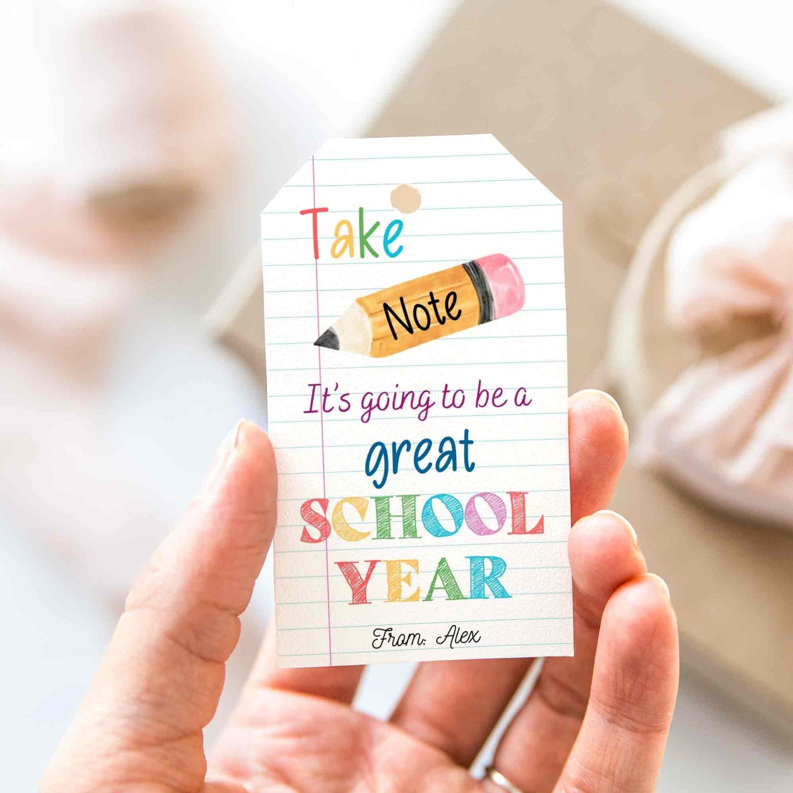 Back to School Gift Tag Template, Printable Gift Tags, Take Note It's ...
