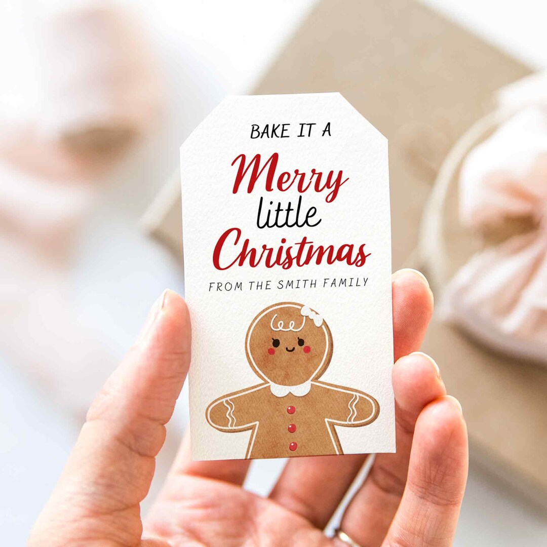 Editable Gingerbread Man Christmas Gift Tags, Merry Christmas Favor ...