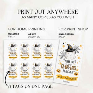 Faboolous Teacher Tag, Halloween Favor Tags, Editable Printable Treat ...