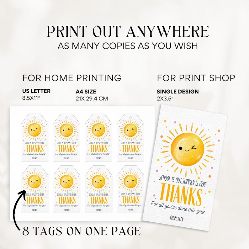 Have a Great Summer Gift Tag Template, Printable Gift Tags, Editable ...