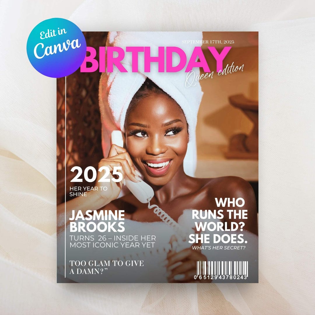 Personalized Birthday Magazine Template: DIY Photo Keepsake (digital ...