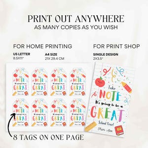 Back to School Gift Tag, Great School Year Tag Template, Printable ...