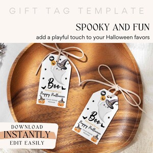 Printable Happy Halloween Gift Tag, Personalized Ghost Treat Tag, Trick ...