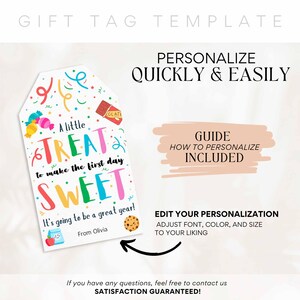 Back to School Gift Tag Template, Printable Gift Tags, Editable A ...