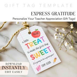 Back to School Gift Tag Template, Printable Gift Tags, Editable A ...