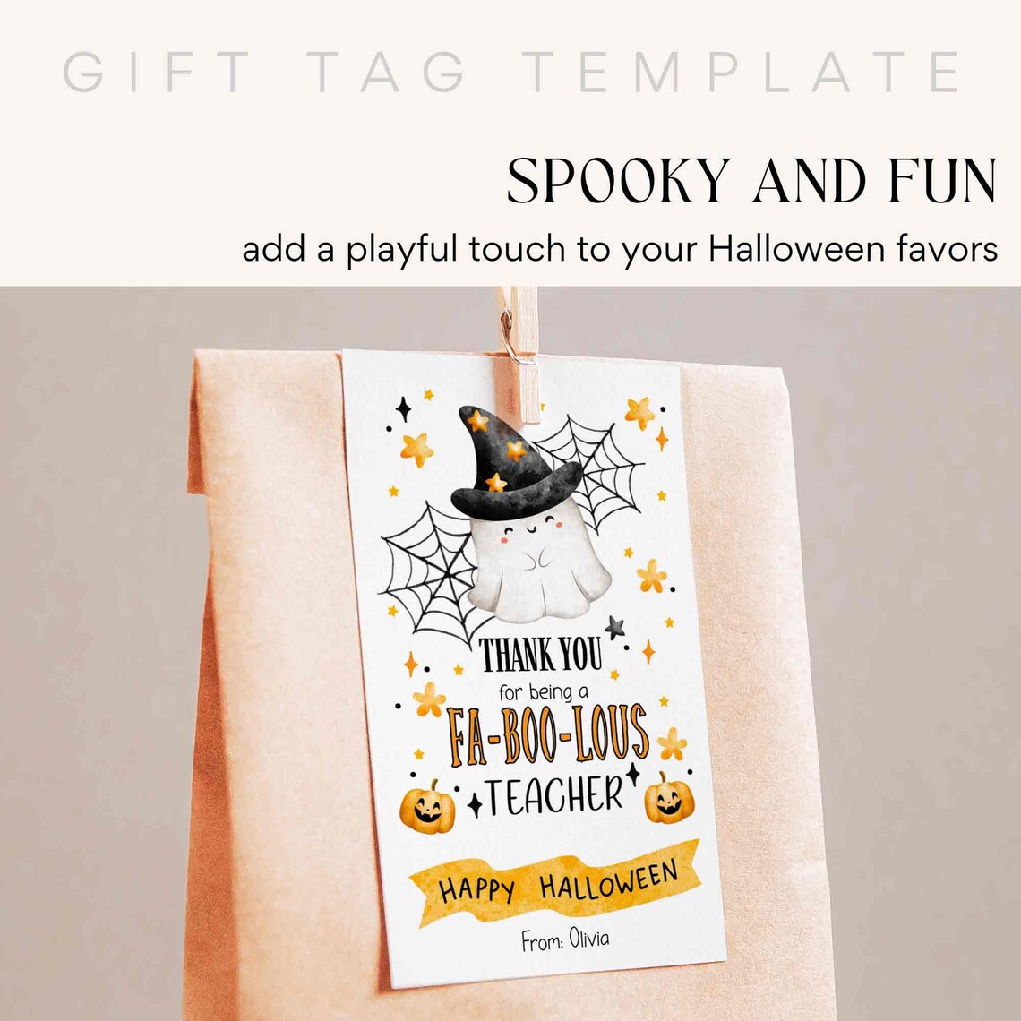 Faboolous Teacher Tag, Halloween Favor Tags, Editable Printable Treat ...