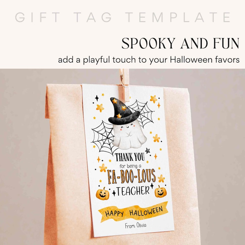 Faboolous Teacher Tag, Halloween Favor Tags, Editable Printable Treat ...