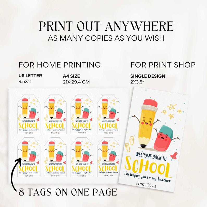 Back to School Gift Tag Personalized First Day of School Teacher ...