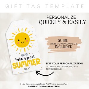 Have a Great Summer Gift Tag Template, Printable Gift Tags, Editable ...