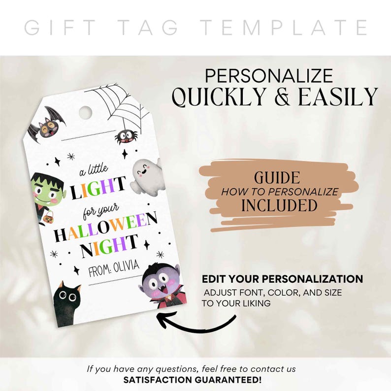 Printable Halloween Glow Stick Tag: Personalized Party Favor (editable ...