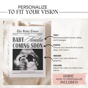 Large Newspaper Pregnancy Announcement, Newspaper New Baby Announcement ...